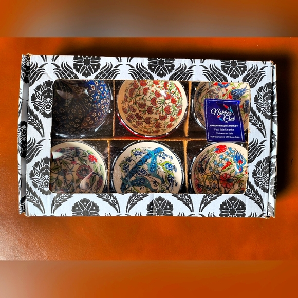 Kitchen | New Nakkas Hand Painted Turkish Cini Dipping Bowls Set Of 6 ...